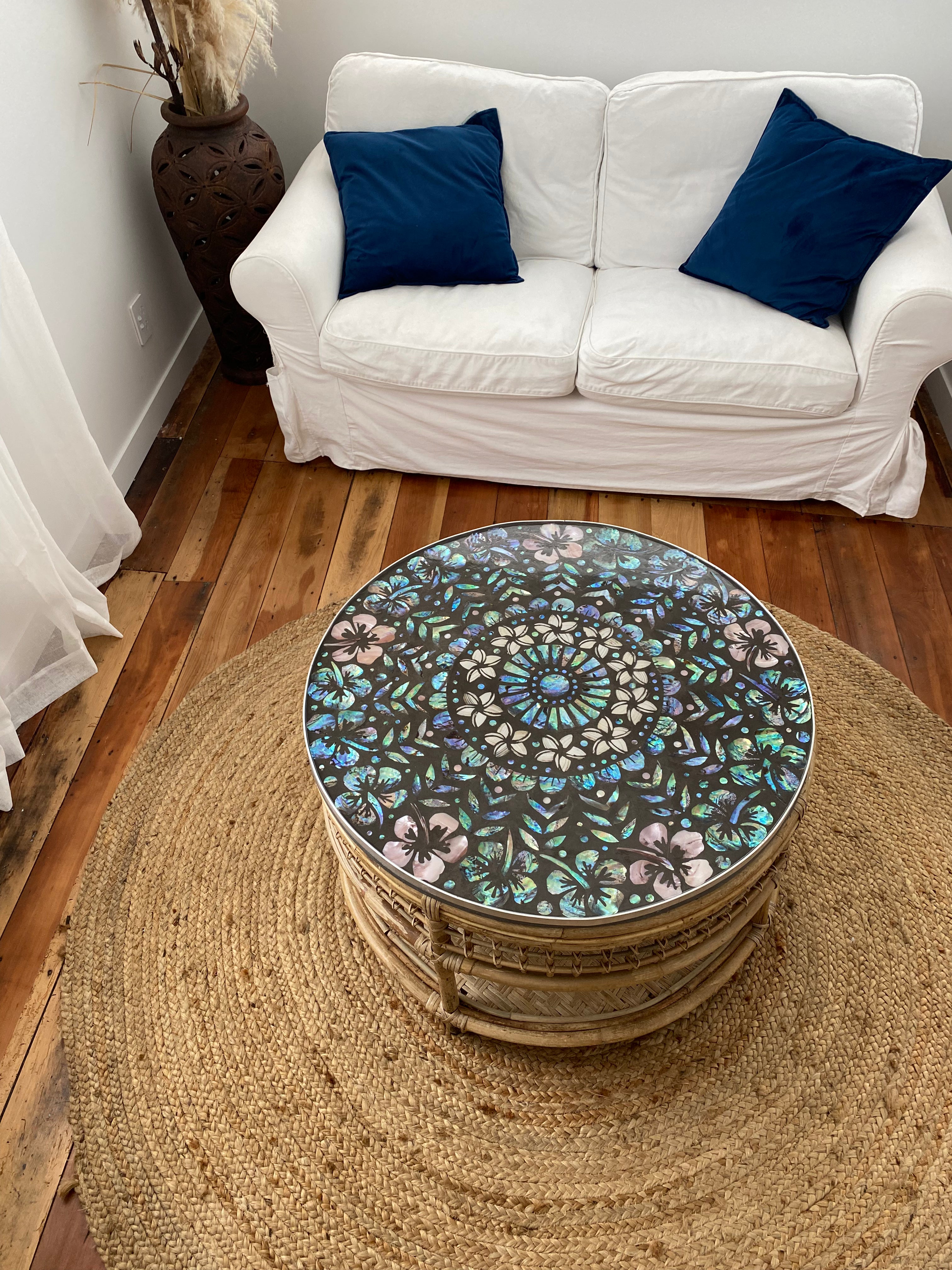 ‘Shrine of the Tropics’. Hibiscus & Frangipani Mandala Table – Shingle ...